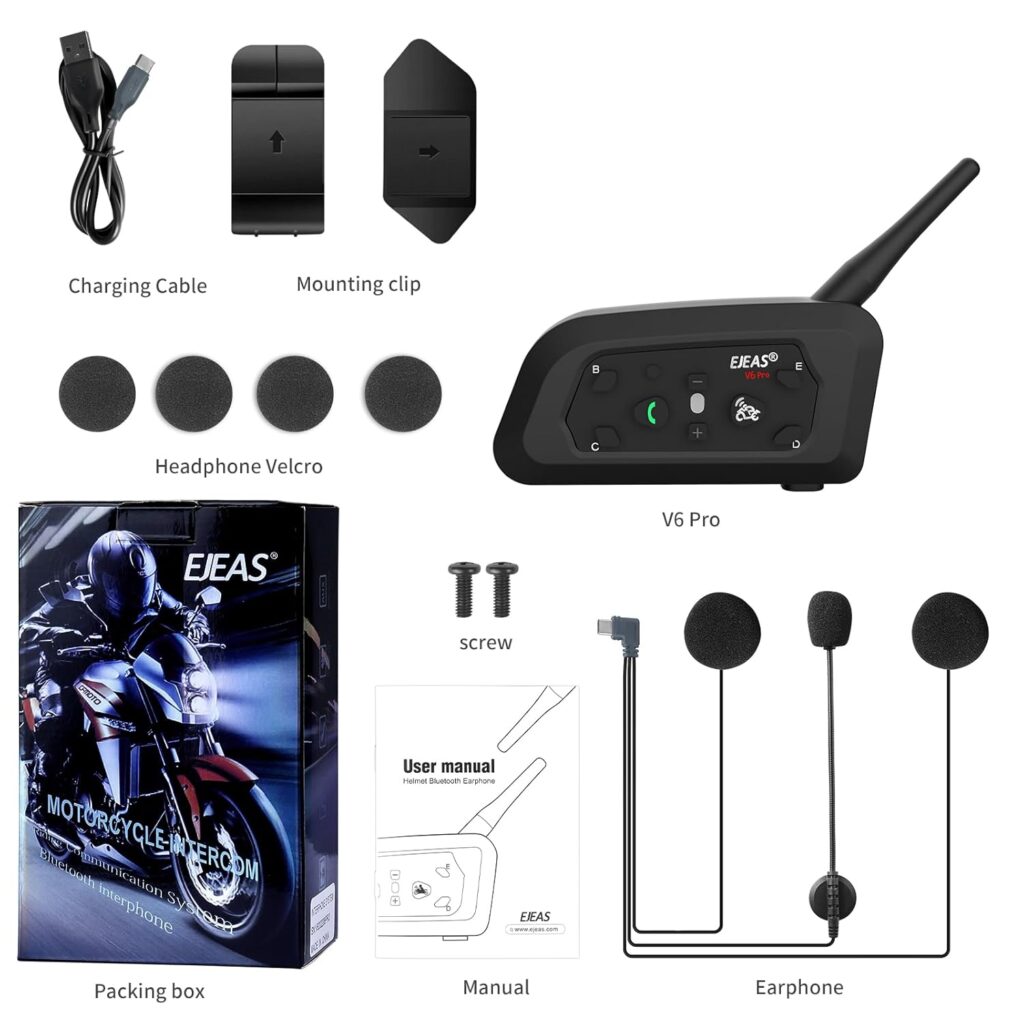 EJEAS V6 Pro Helmet Intercom Communication System V6 Motorcycle ...